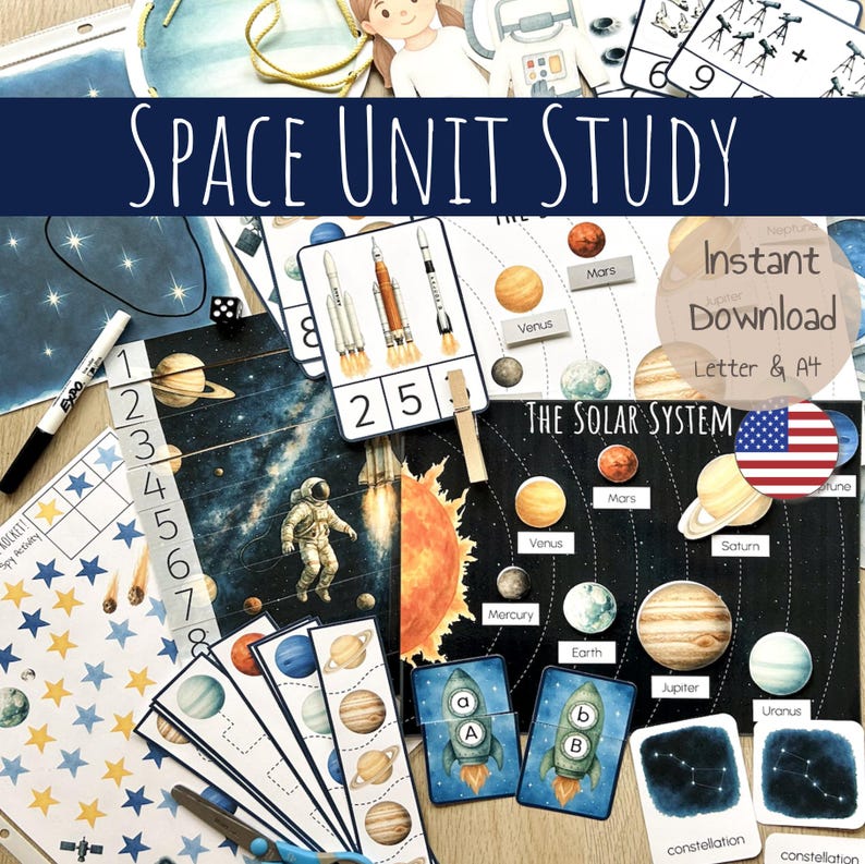 Space Unit Study | 12 Hands-on Montessori Space Activities PDF ...