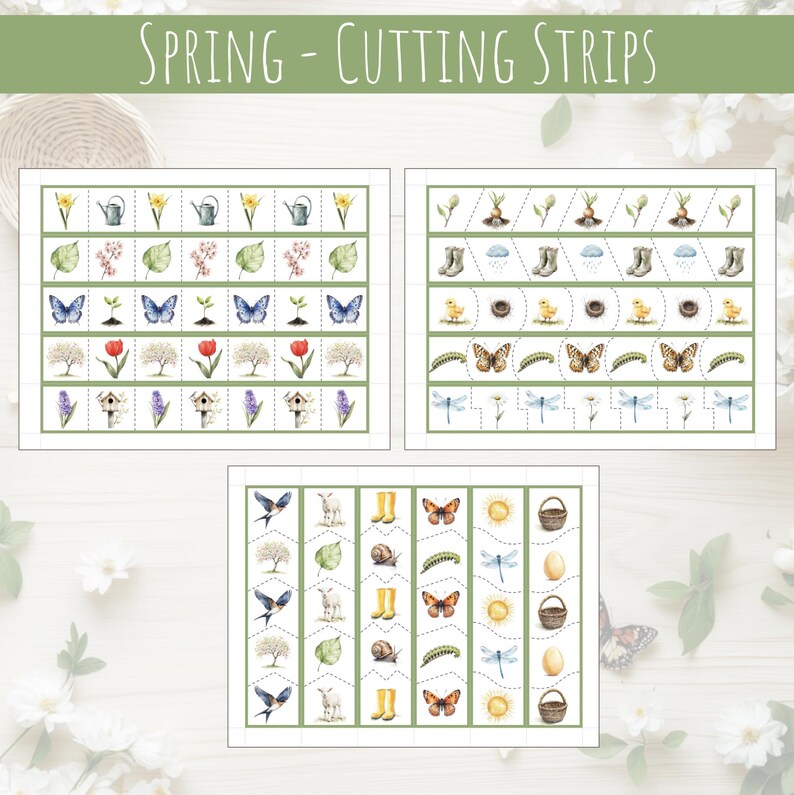 Spring Cutting Strips | Scissor Skills | Spring Cutting Practice for ...