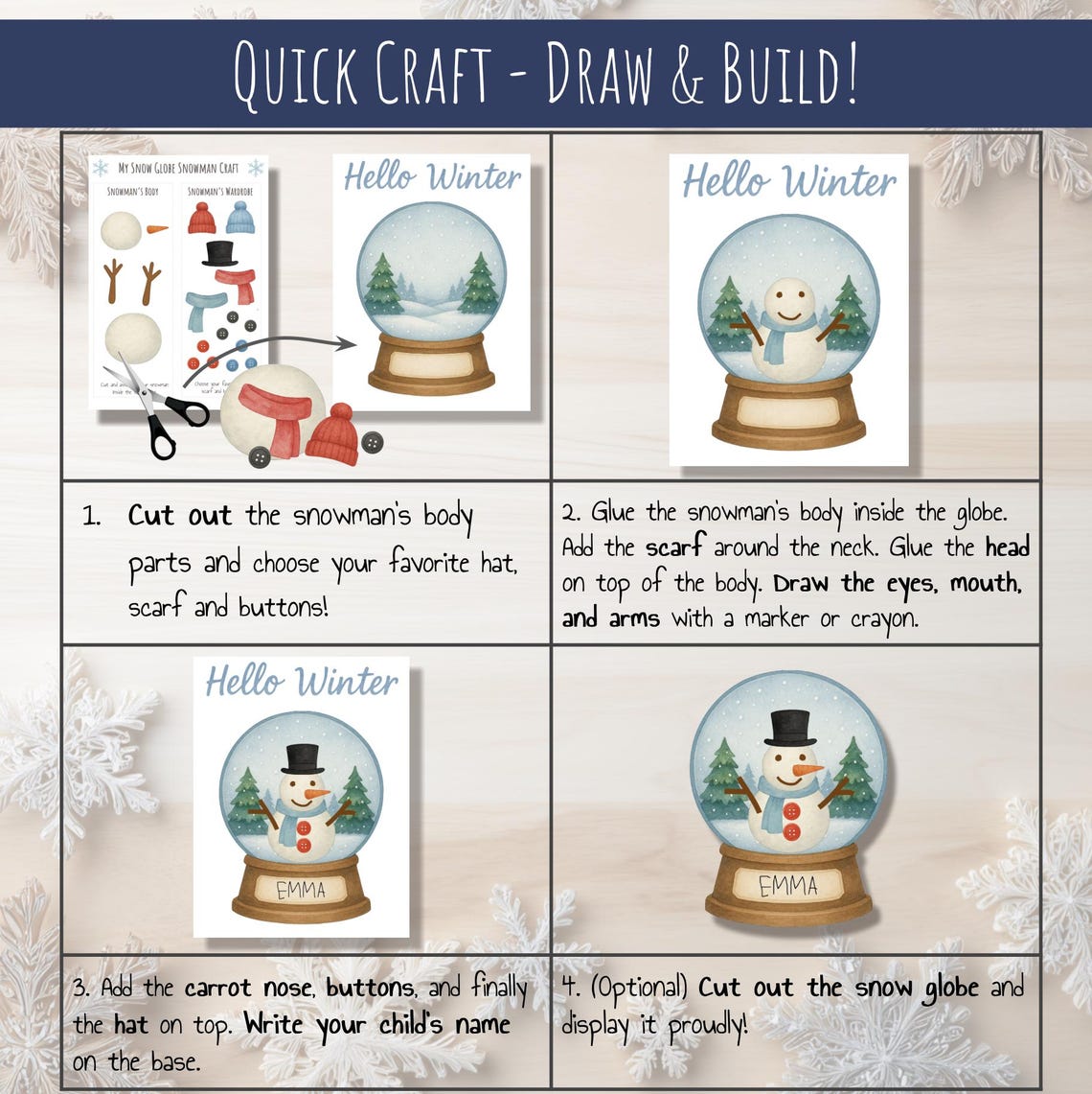 My Snow Globe Snowman Craft | Winter Craft Activity for Kids ...