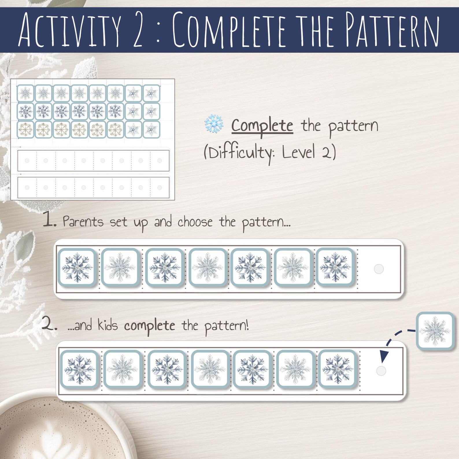 Snowflakes Pattern Cards – Pattern Recognition Games – Copy Complete ...