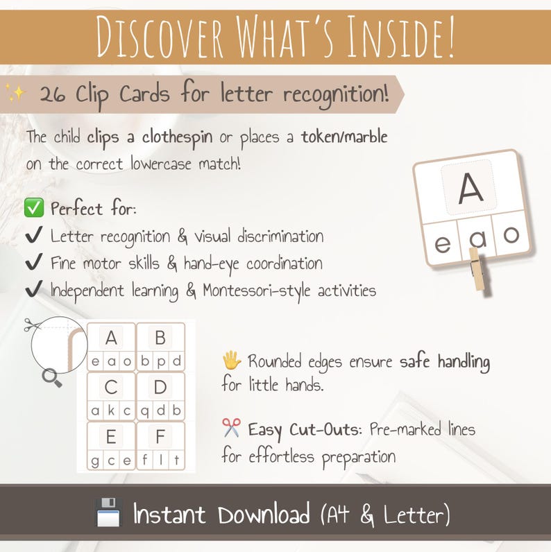 26 Alphabet Clip Cards | ABC Clip Cards | Letter Matching and ...