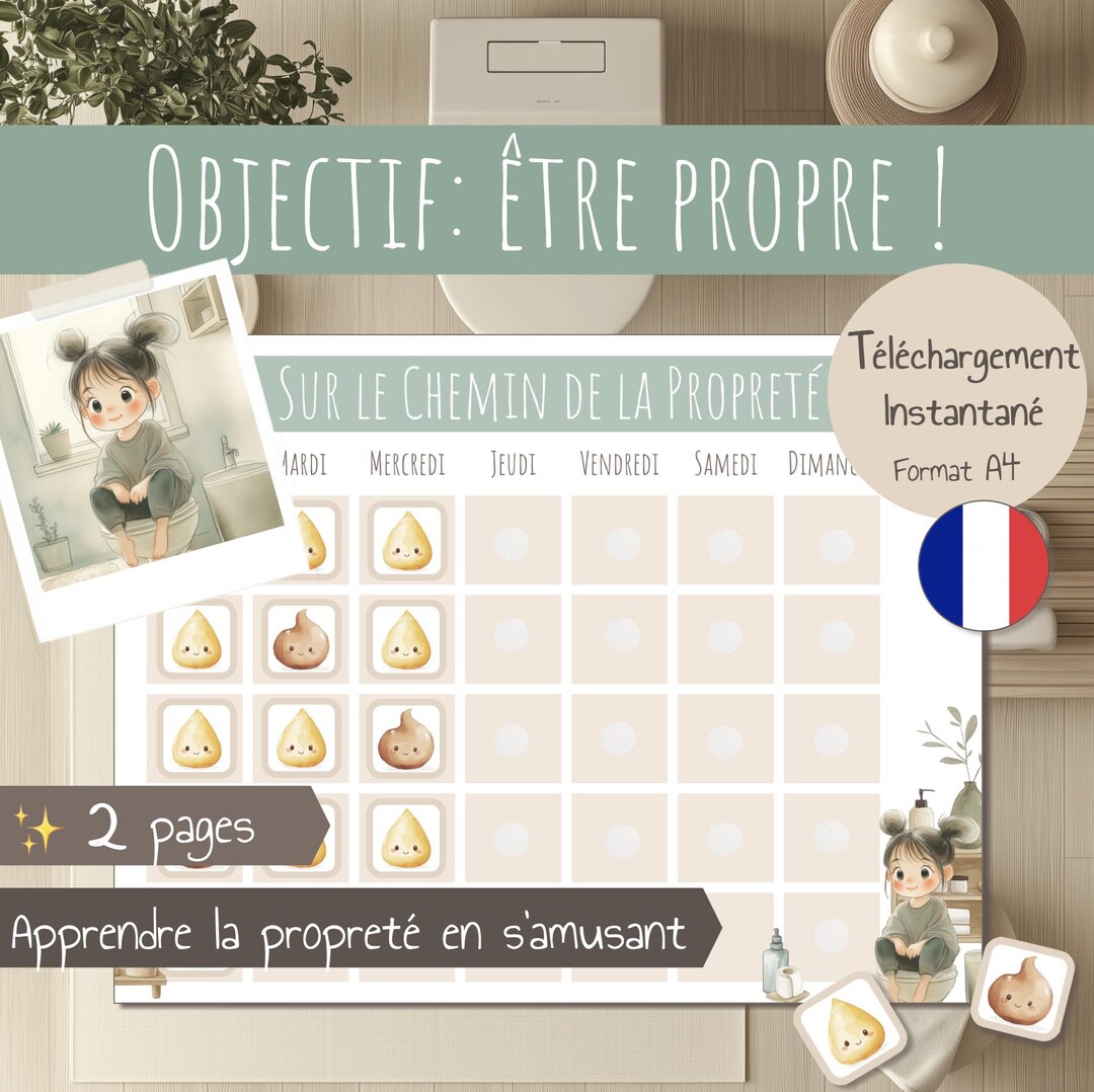 French Potty Training Routine – Weekly Progress Chart – Printable PDF ...