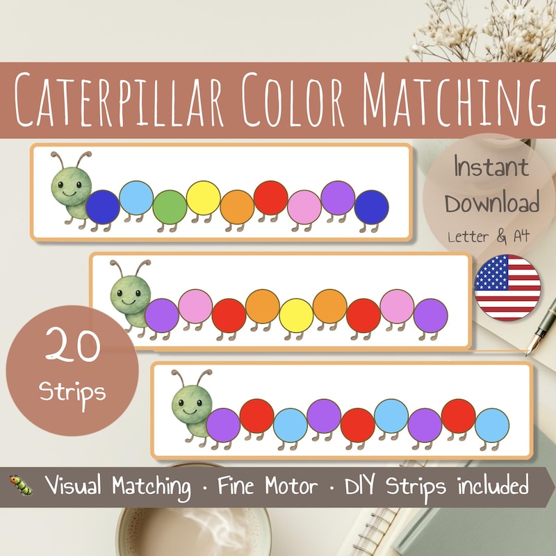 Matching Game Caterpillar - Etsy