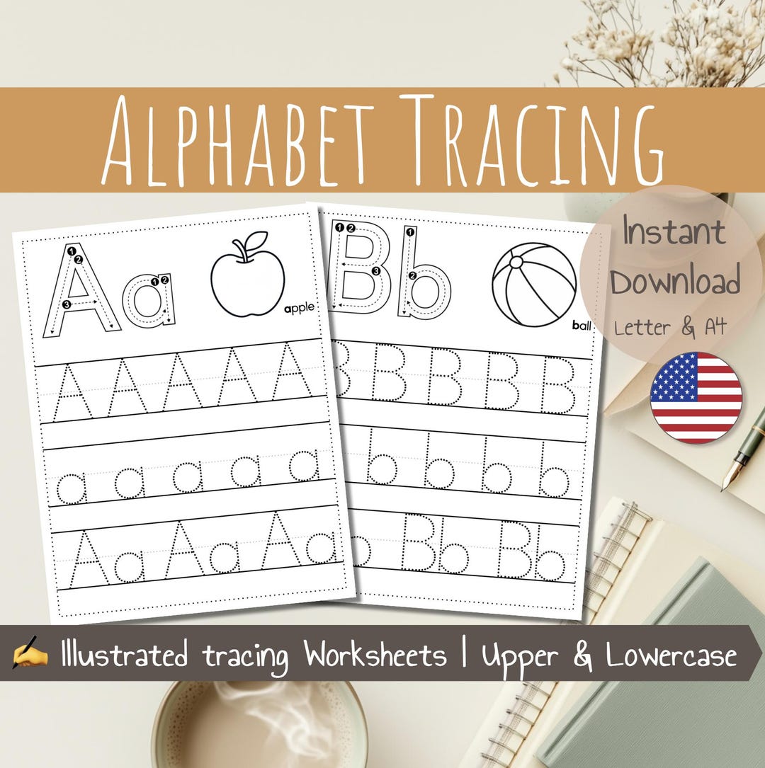 Alphabet Tracing Worksheets | Handwriting Practice | ABC Tracing Book ...