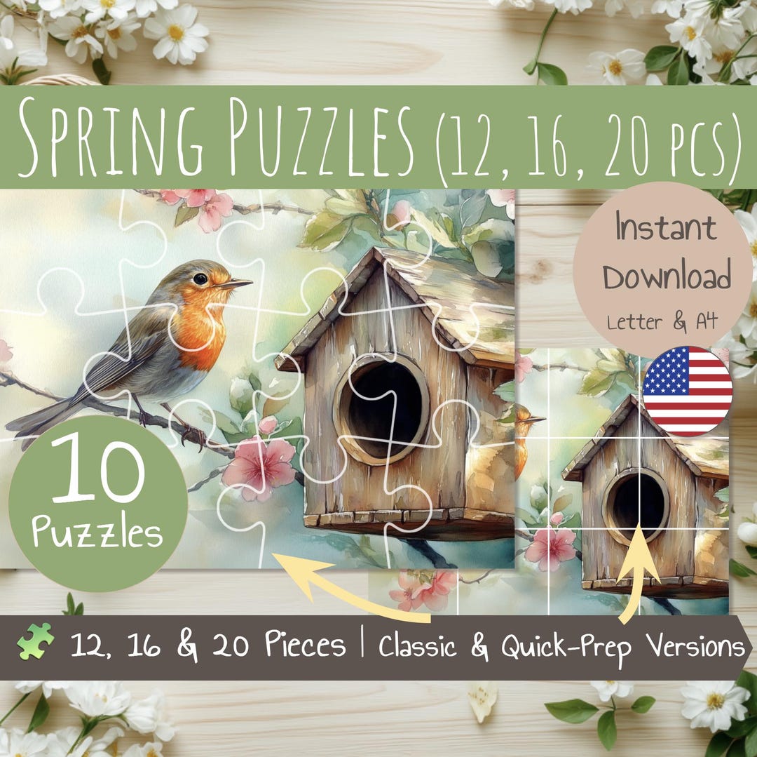 12, 16 & 20 Pieces Spring Printable Puzzles | 10 Fun and Easy Prep ...