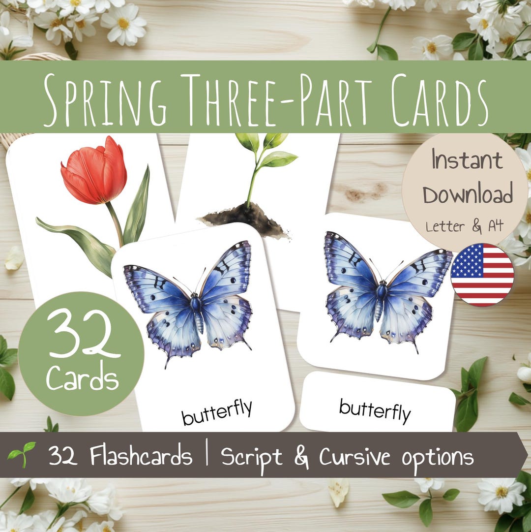 32 Spring Montessori Three-part Cards – Nomenclature Cards – Botanical ...