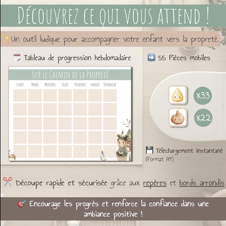 French Potty Training Routine – Weekly Progress Chart – Printable PDF ...