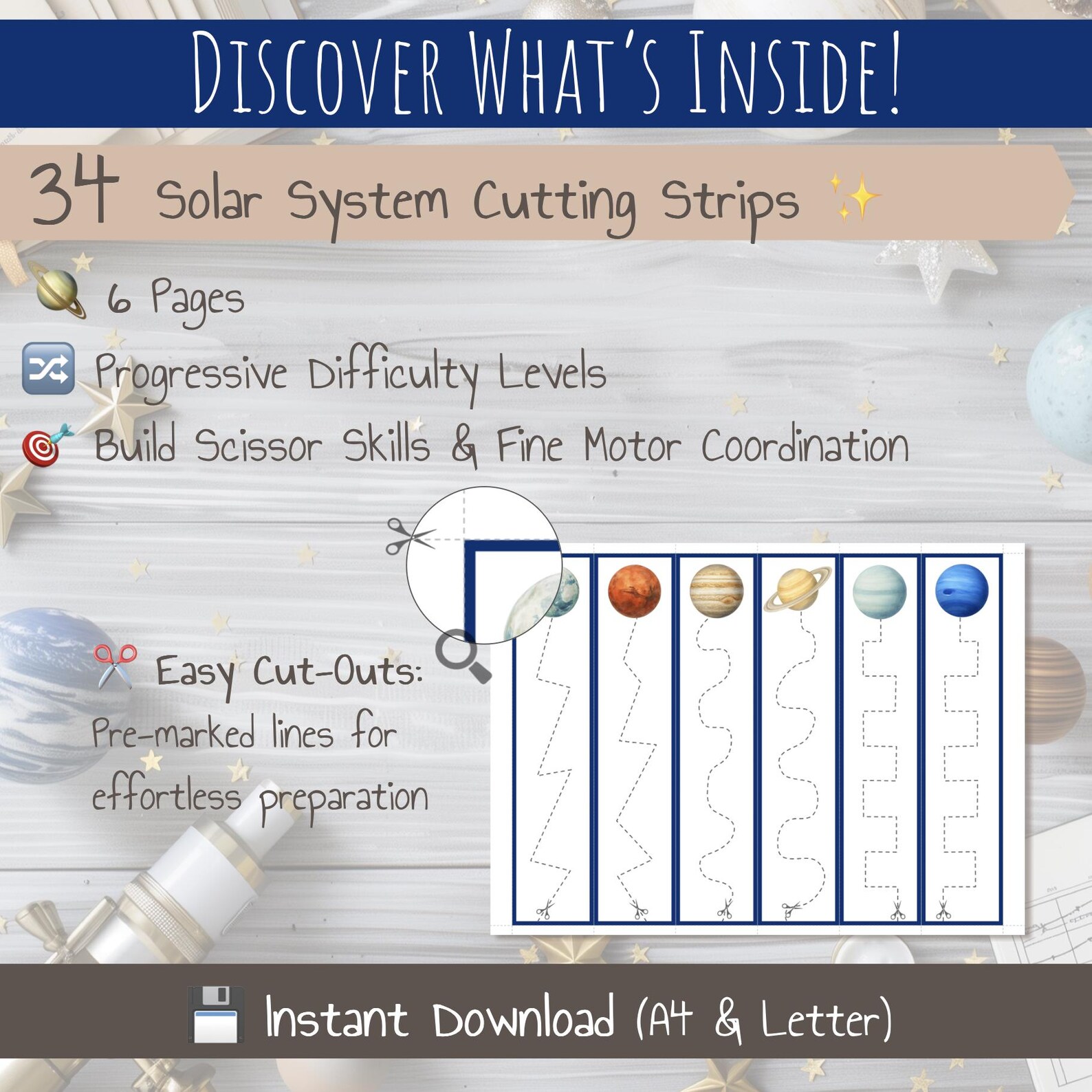 Solar System Cutting Strips | Scissor Skills | Space and Planets ...