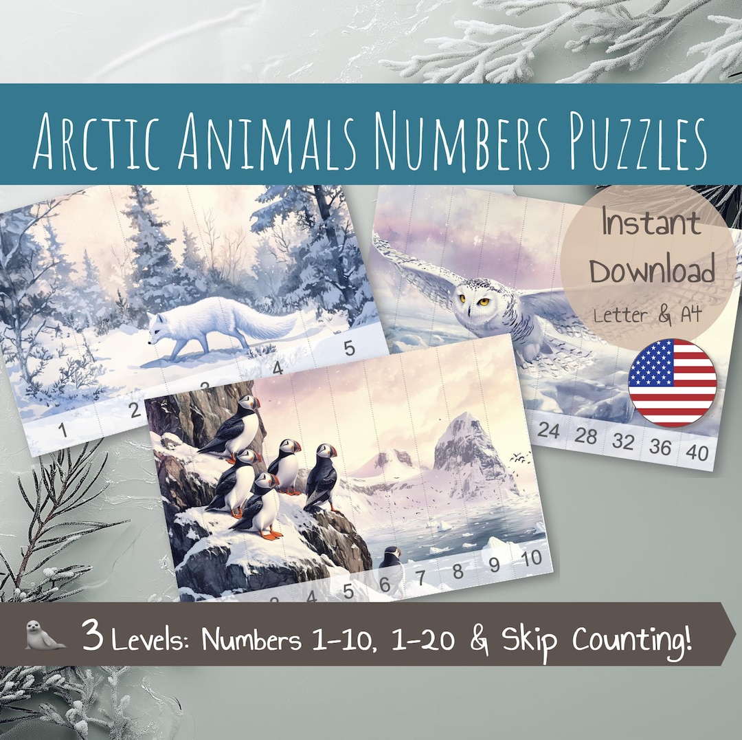 Arctic Animals Number Sequencing Puzzles – Skip Counting Puzzles ...