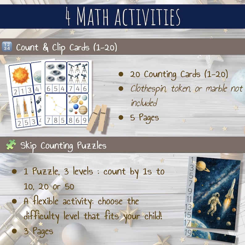 Space Unit Study | 12 Hands-on Montessori Space Activities PDF ...