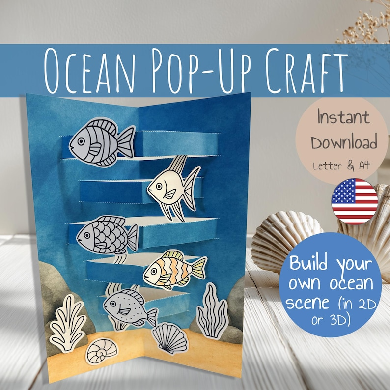 Ocean Pop-up Craft | 2D & 3D Under the Sea Activity | Cut and Paste ...