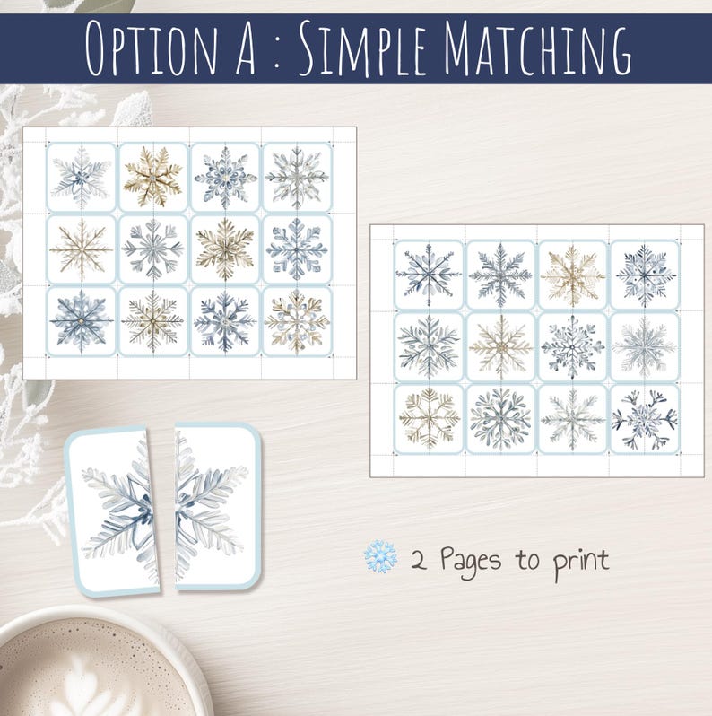 Snowflakes Matching Activity – Snowflakes Puzzle Pairs – Toddler ...