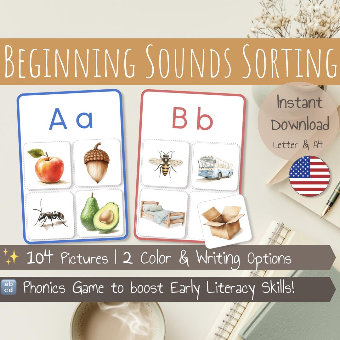 Beginning Sounds Sorting Activity | Matching Initial Sounds | Phonics Cards | Sorting Cards ...