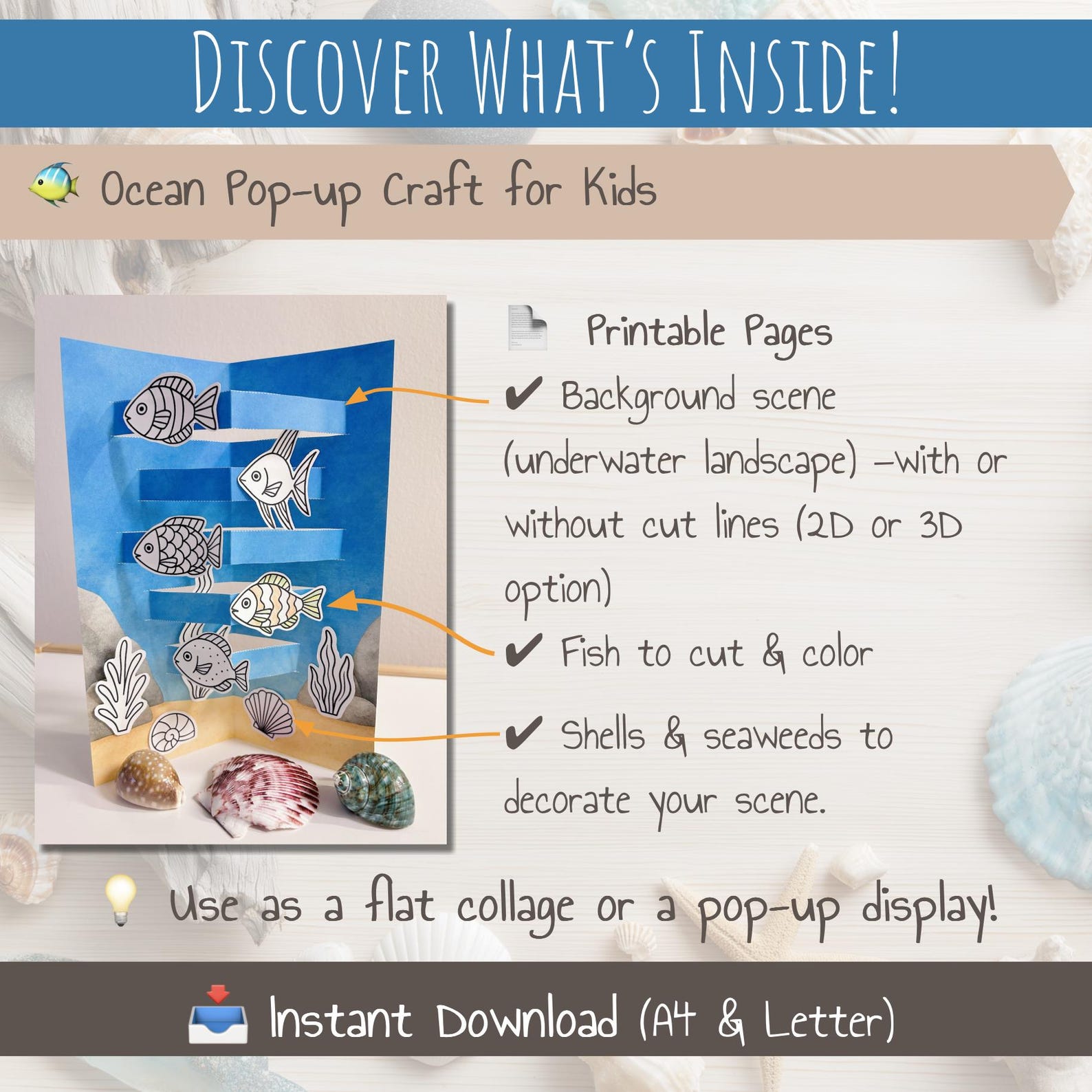Ocean Pop-up Craft | 2D & 3D Under the Sea Activity | Cut and Paste ...