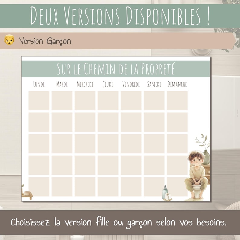 French Potty Training Routine – Weekly Progress Chart – Printable PDF ...