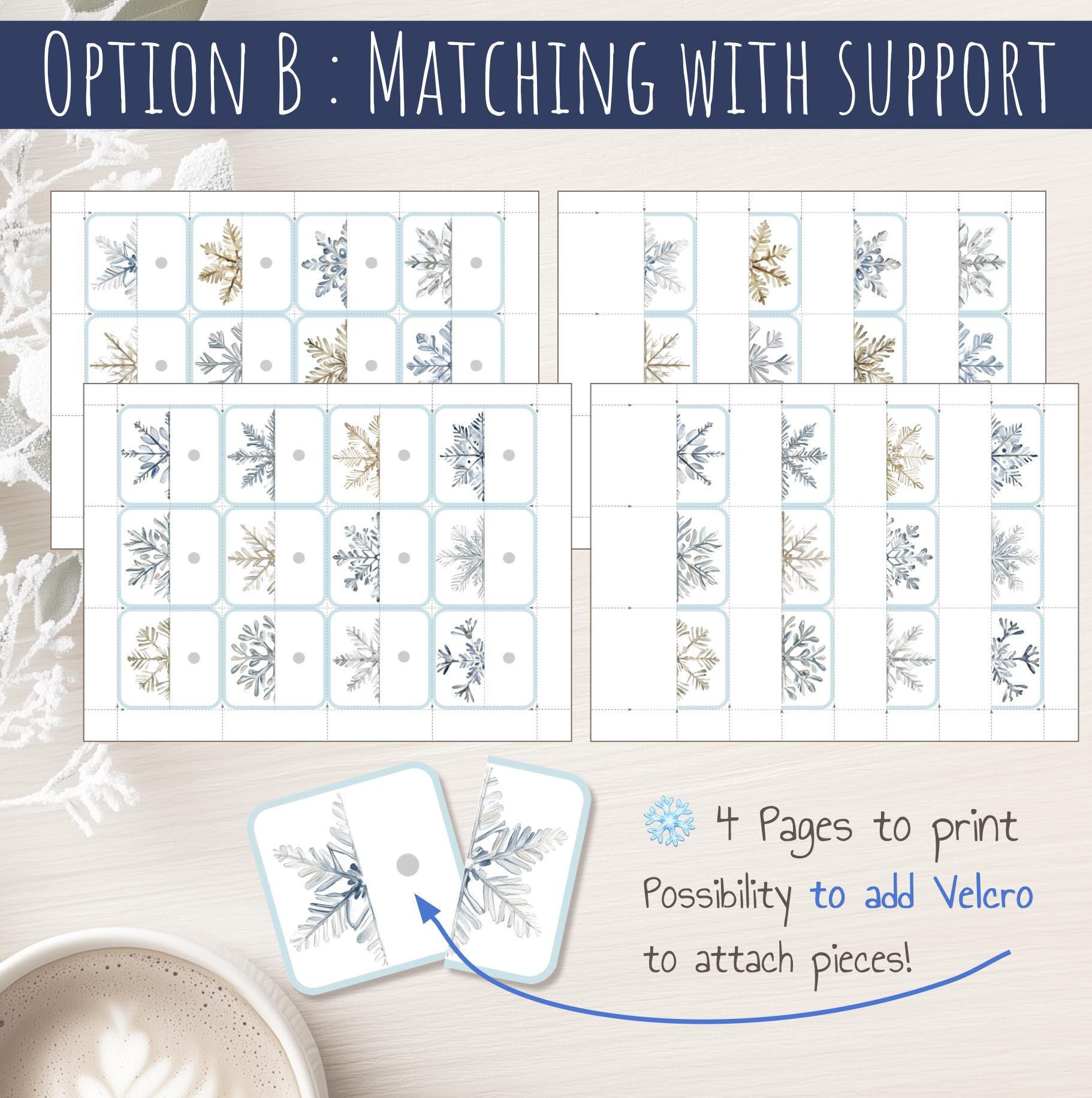 Snowflakes Matching Activity – Snowflakes Puzzle Pairs – Toddler ...