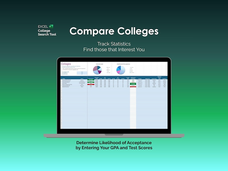 College Comparison Spreadsheet College Search Tool University ...