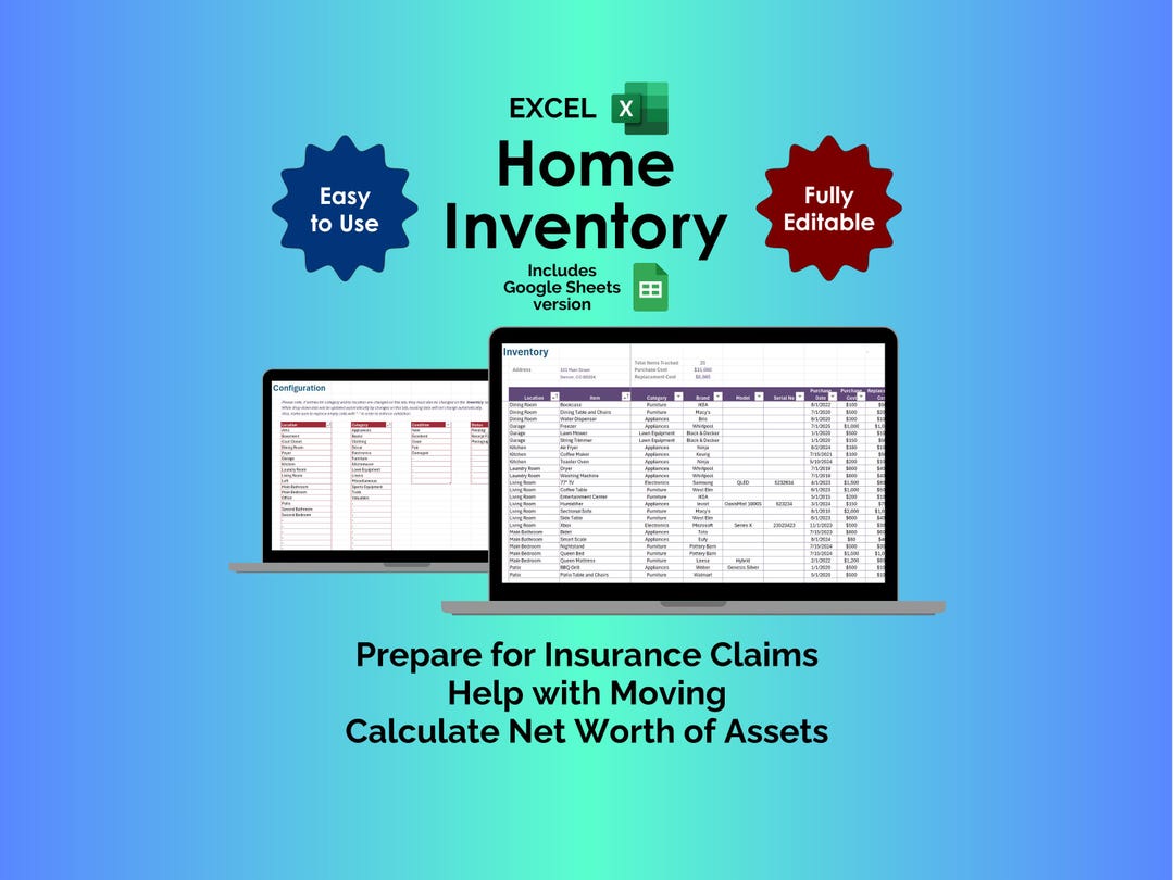 Home Inventory - Excel Home Management Emergency Prep Room Checklist ...