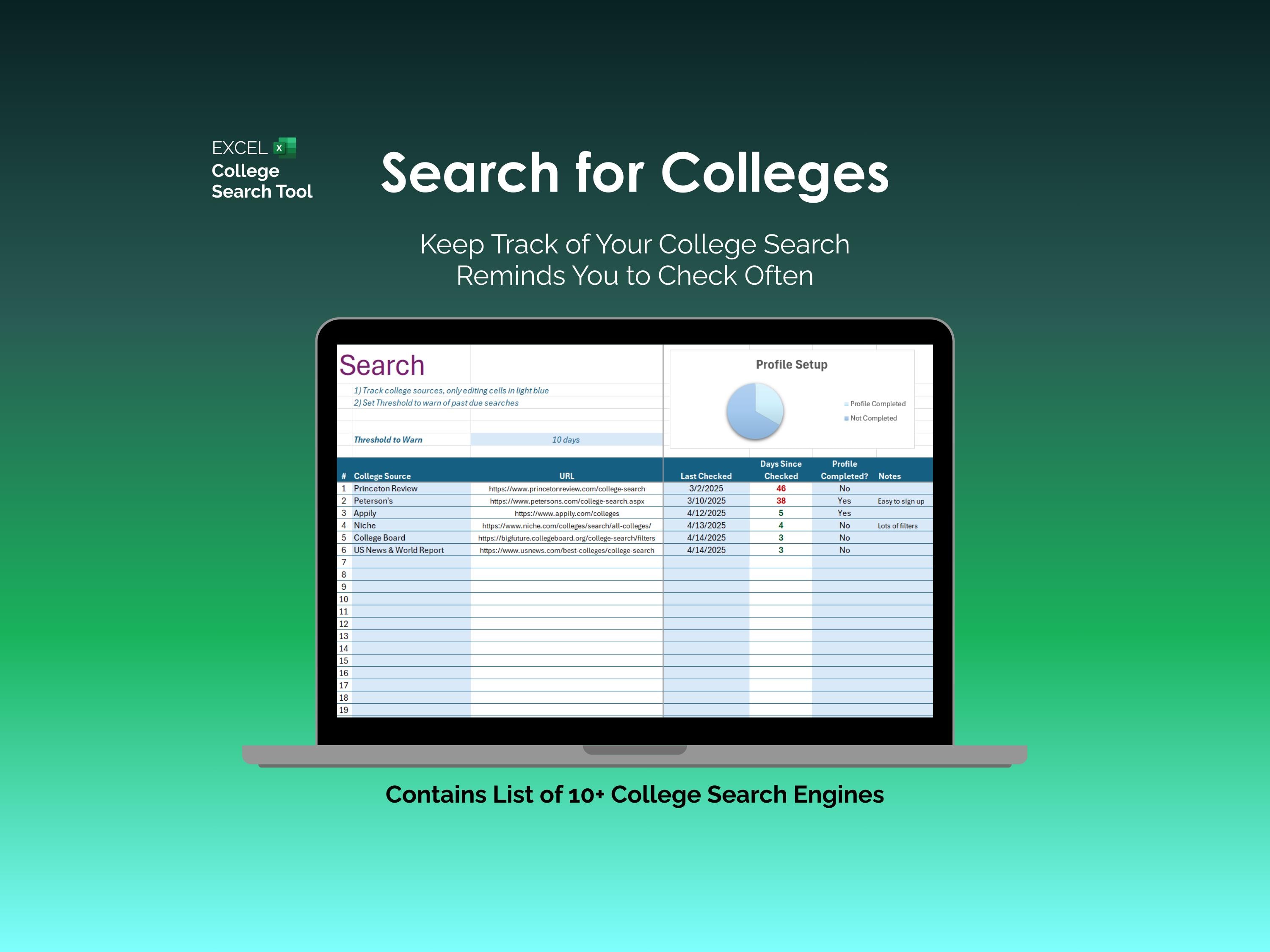 College Comparison Spreadsheet College Search Tool University ...