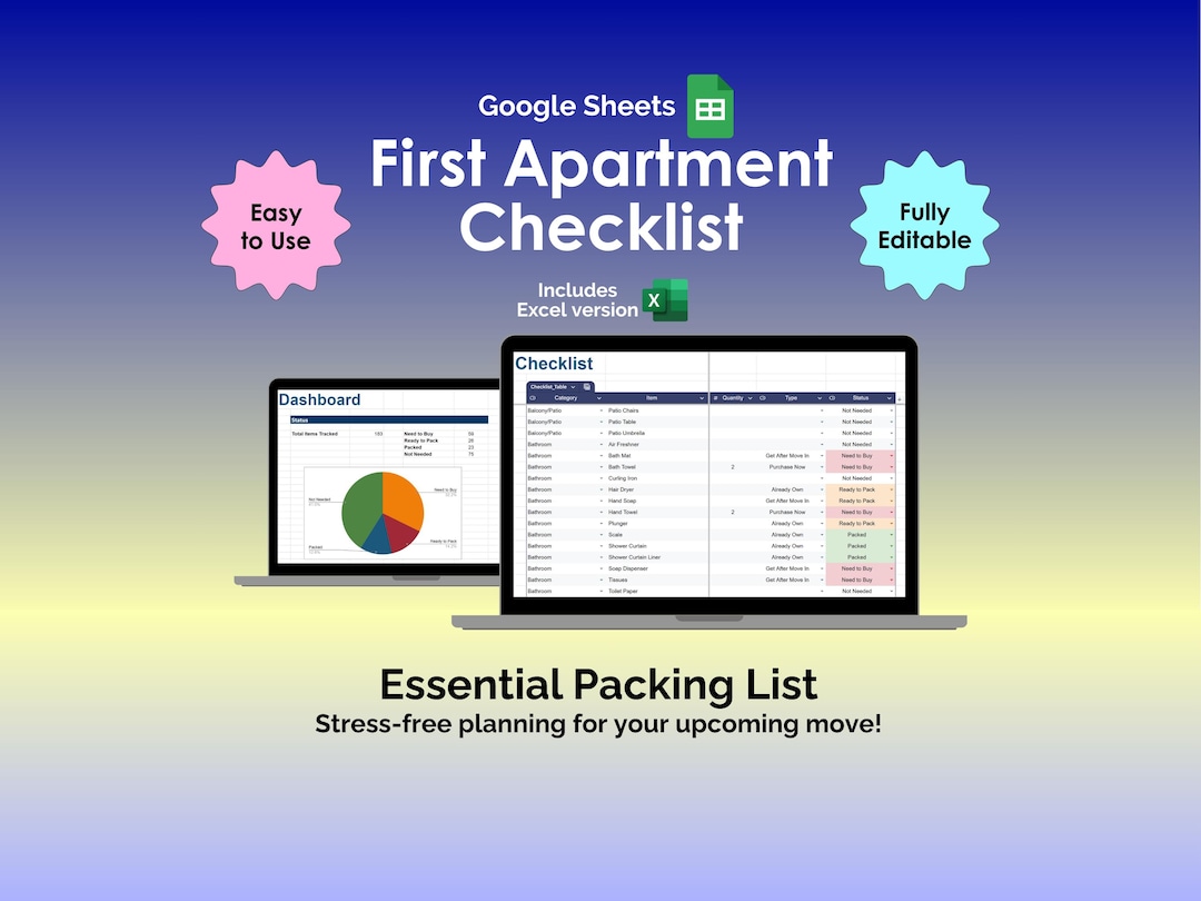 First Apartment Checklist Google Sheets Template New Apartment ...