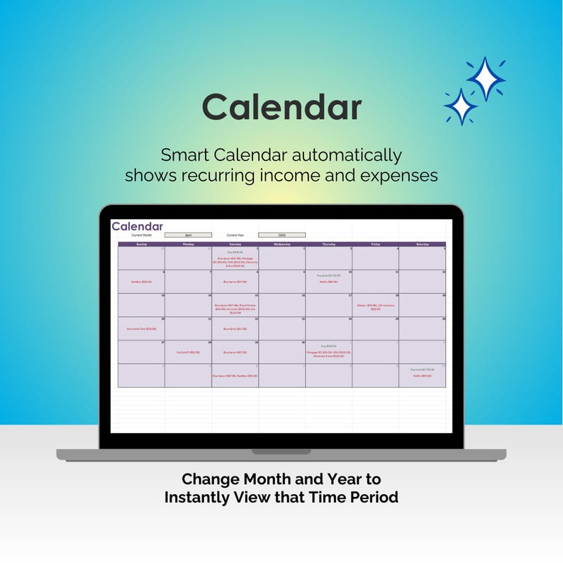 Bill Tracker - Excel - Manage Income and Expenses - Smart Calendar ...