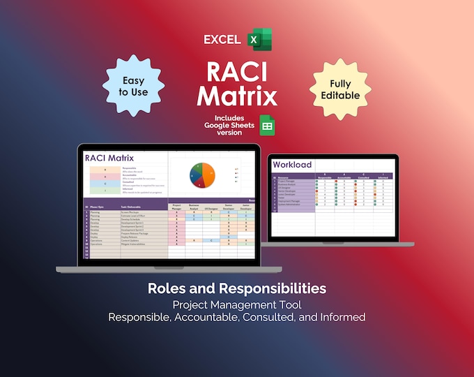 RACI Matrix Excel Template, Project Task Assignment Responsibility ...