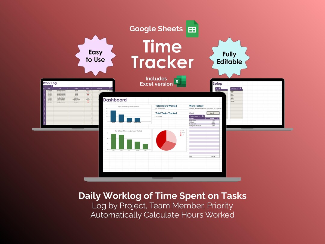 Time Tracker Google Sheets Billable Hours Timesheet - Etsy