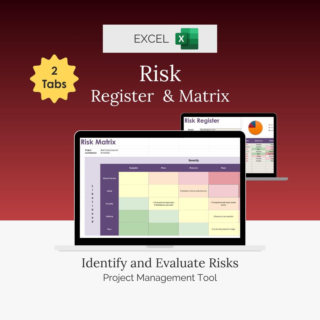 Risk Register and Risk Matrix - Project Management Excel Tool ...