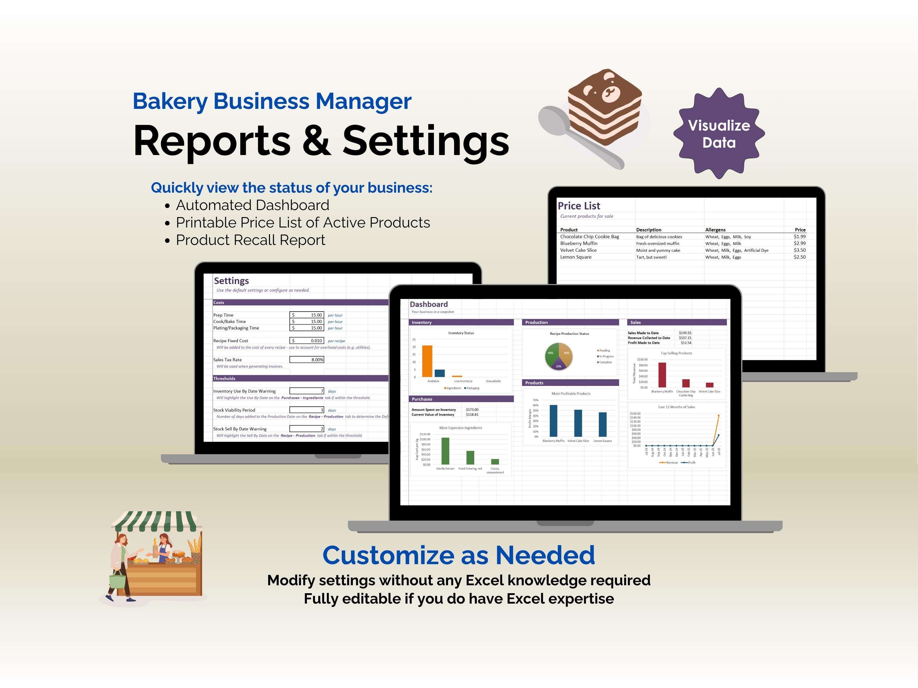 Bakery Business Planner Template Excel Spreadsheet Cost Calculator ...