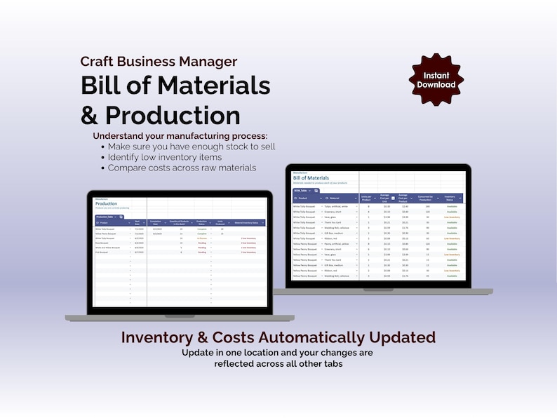 Handmade Business Inventory Spreadsheet Craft Manager Template Pricing ...