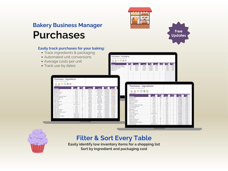 Bakery Business Planner Template Excel Spreadsheet Cost Calculator ...