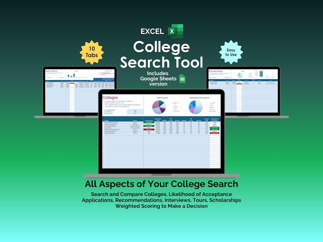 College Comparison Spreadsheet College Search Tool University ...