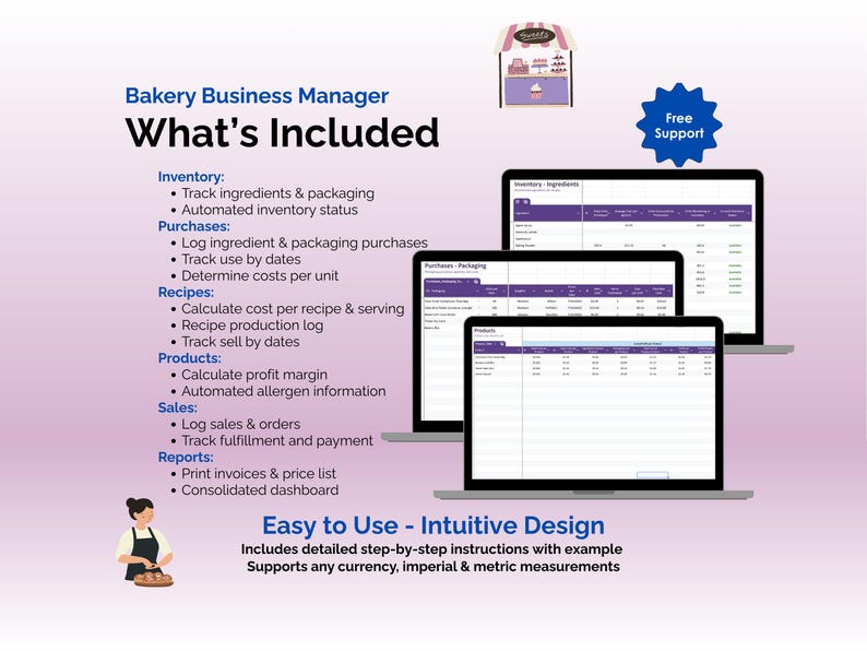 Bakery Business Planner Template Google Sheets Spreadsheet Cost ...
