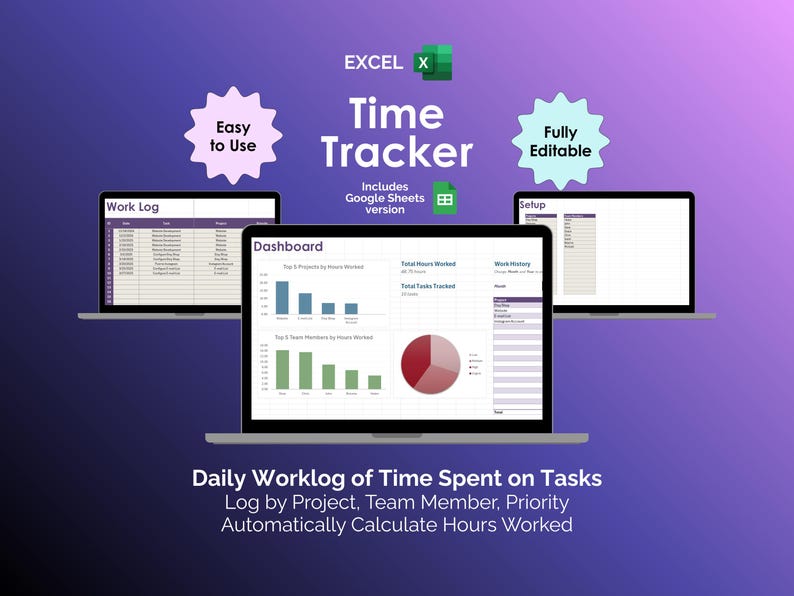 Time Tracking Spreadsheet Excel Template Employee Timesheet Billable ...