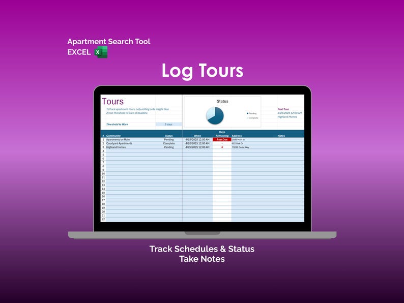 Apartment Hunting Tracker Excel Template Spreadsheet Search Comparison ...