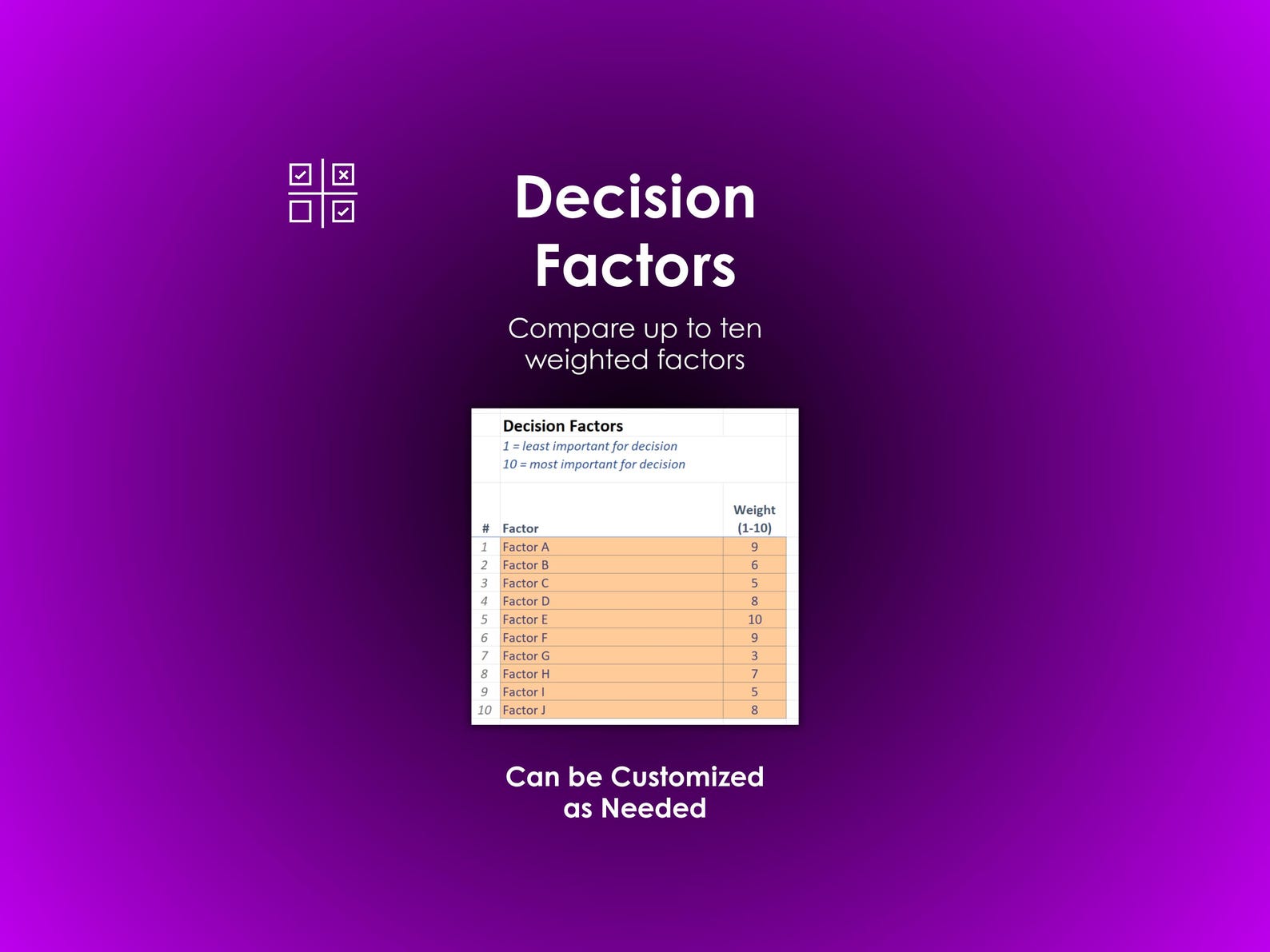 Excel Decision Matrix Spreadsheet Template Decision Making Scorecard ...