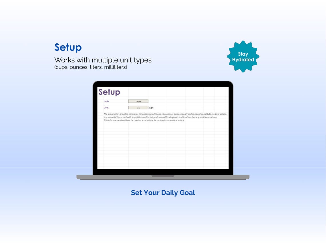 Water Intake Tracker Excel Template Daily Hydration Log Spreadsheet ...