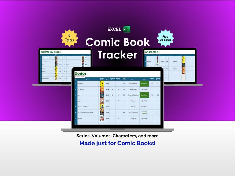 Comic Book Tracker Comic Collection Database Comic Reading Journal ...