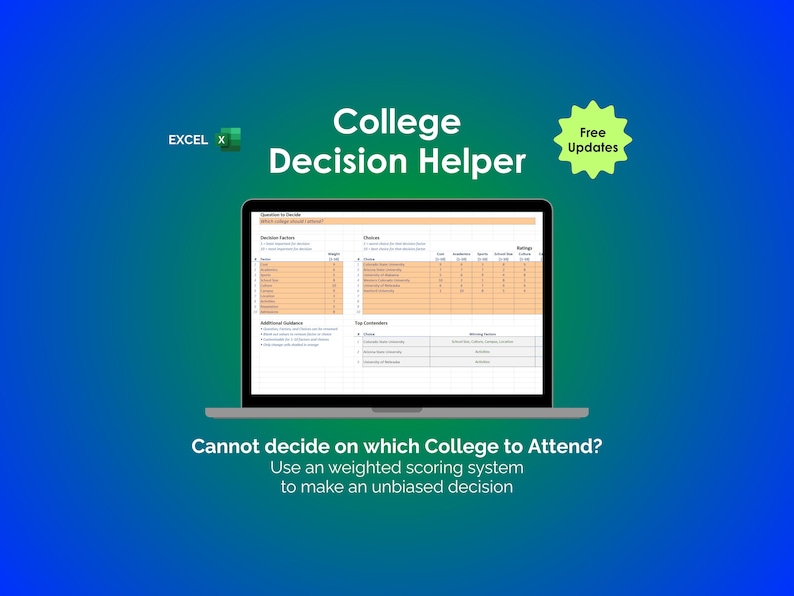 College Comparison Spreadsheet Excel Template College Decision Matrix ...