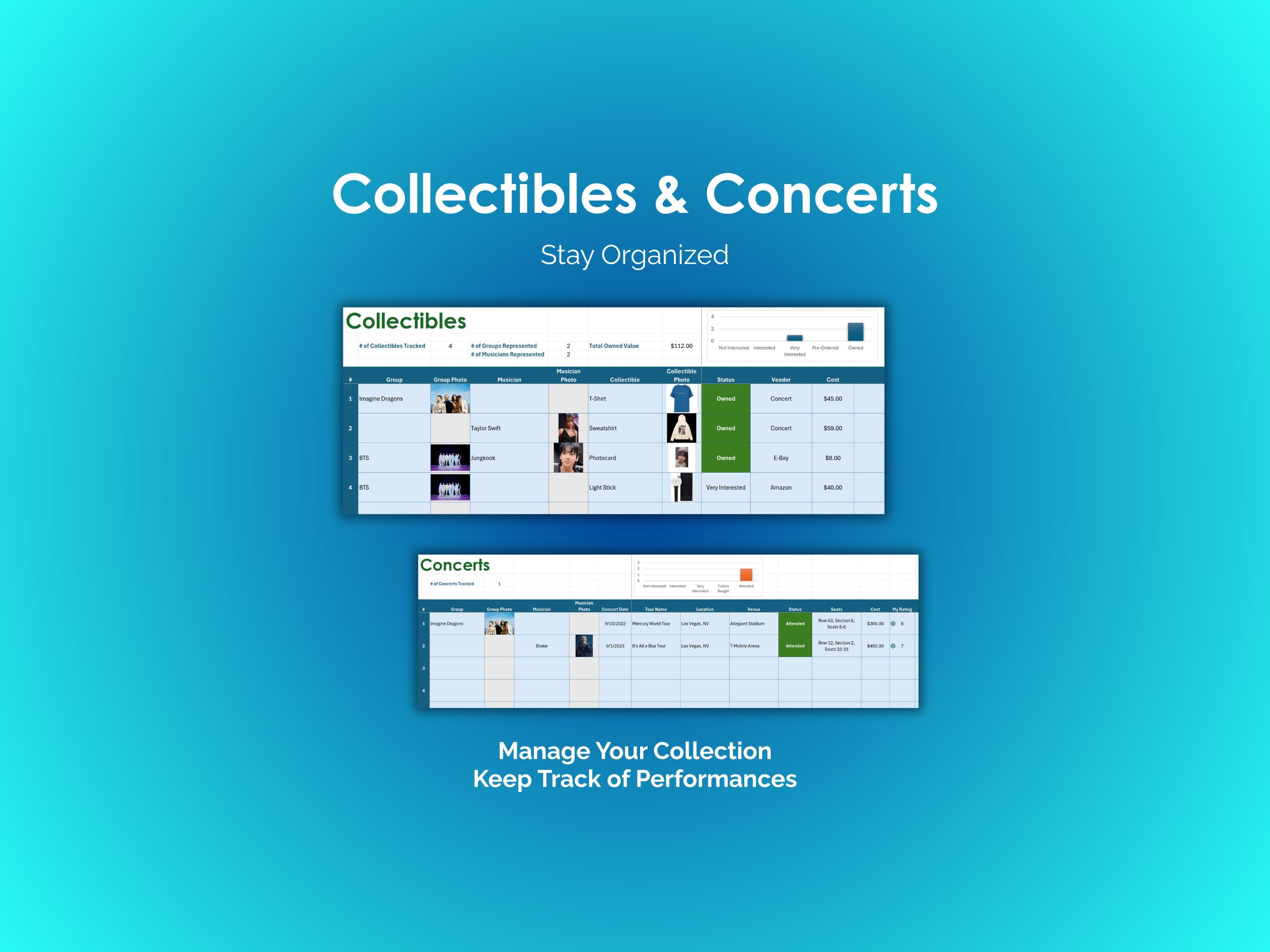 Music Collection Tracker Spreadsheet Template Vinyl Record Database ...