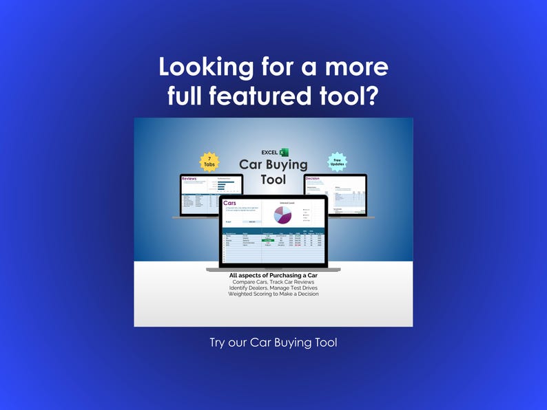 Car Buying Spreadsheet Excel Template Vehicle Comparison Calculator ...