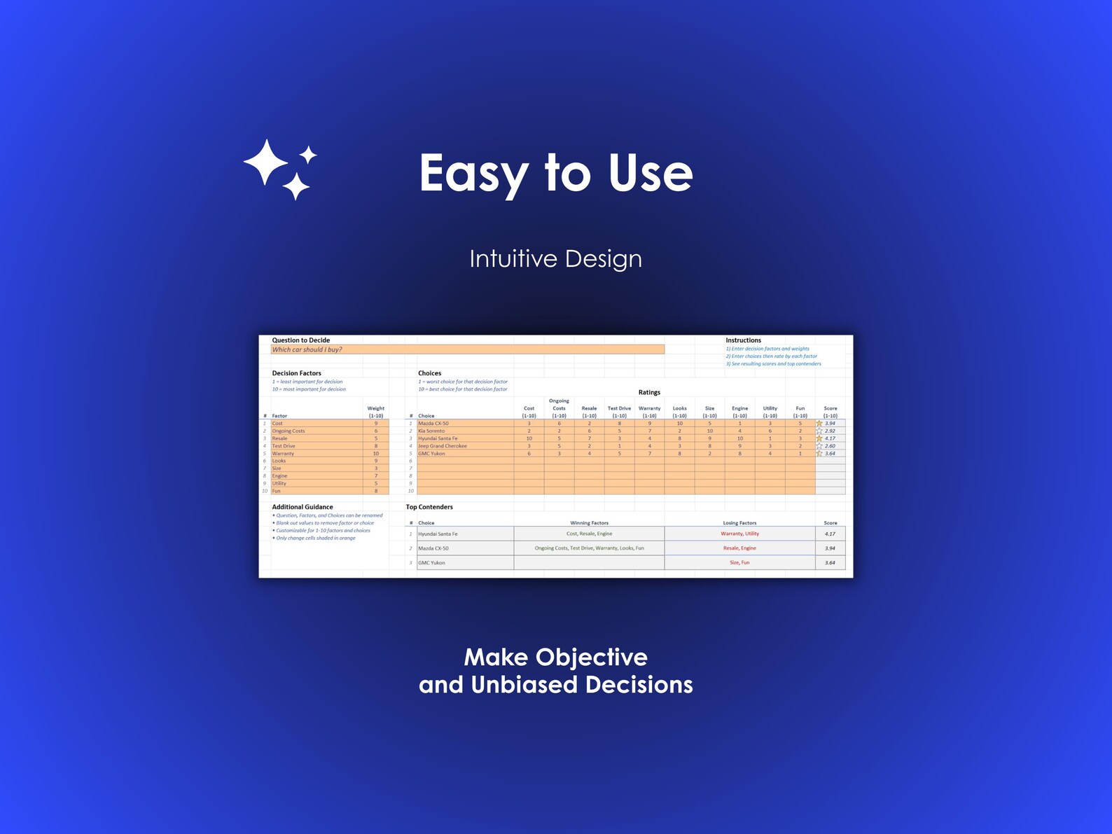 Car Buying Spreadsheet Excel Template Vehicle Comparison Calculator ...
