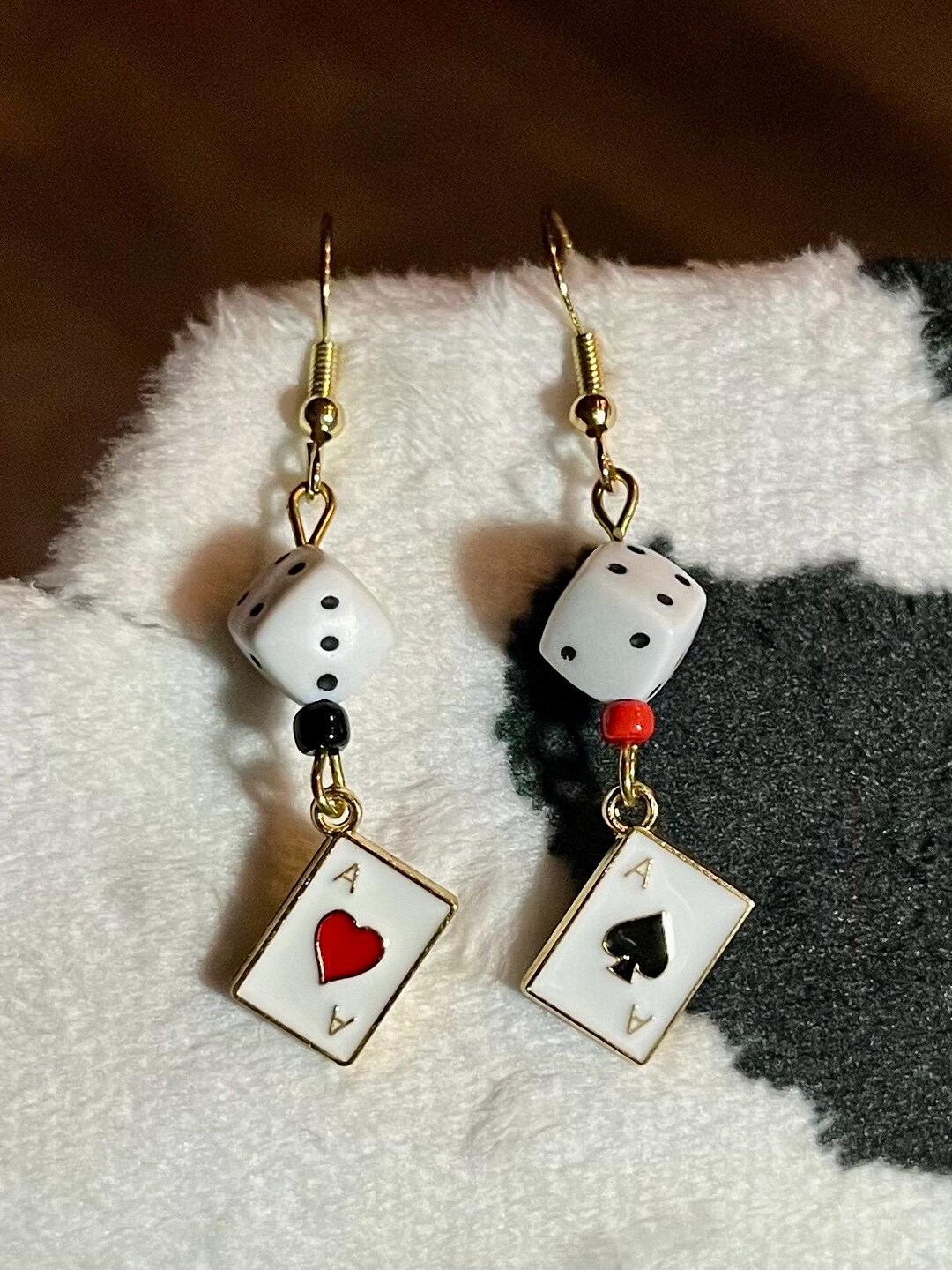 Handmade Playing Card & Dice Dangle Earrings - Western Style - Etsy