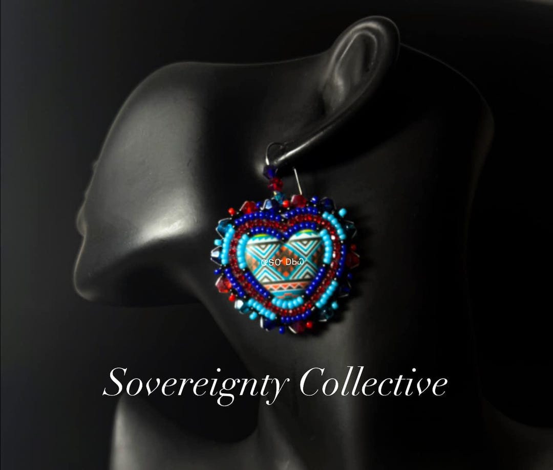 Blue NDN Blanket Hearts by Cherokee Nation TERO Artist Renata C - Etsy