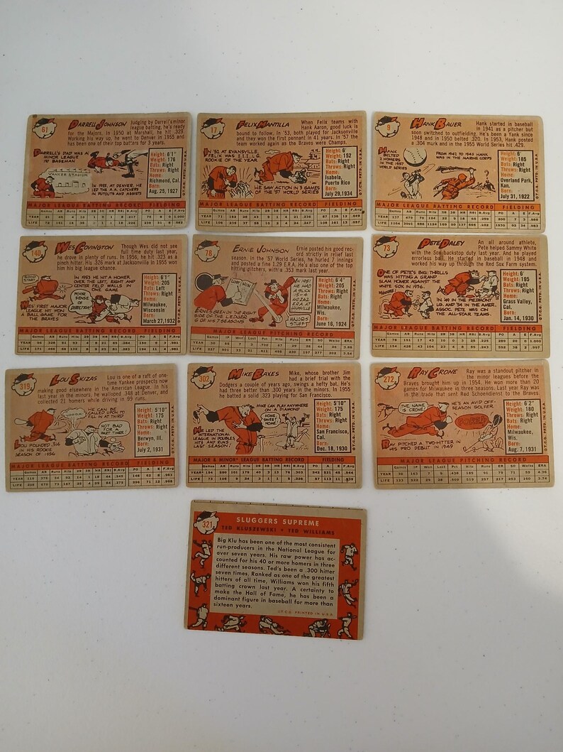 Topps 1958 Baseball Cards - Etsy