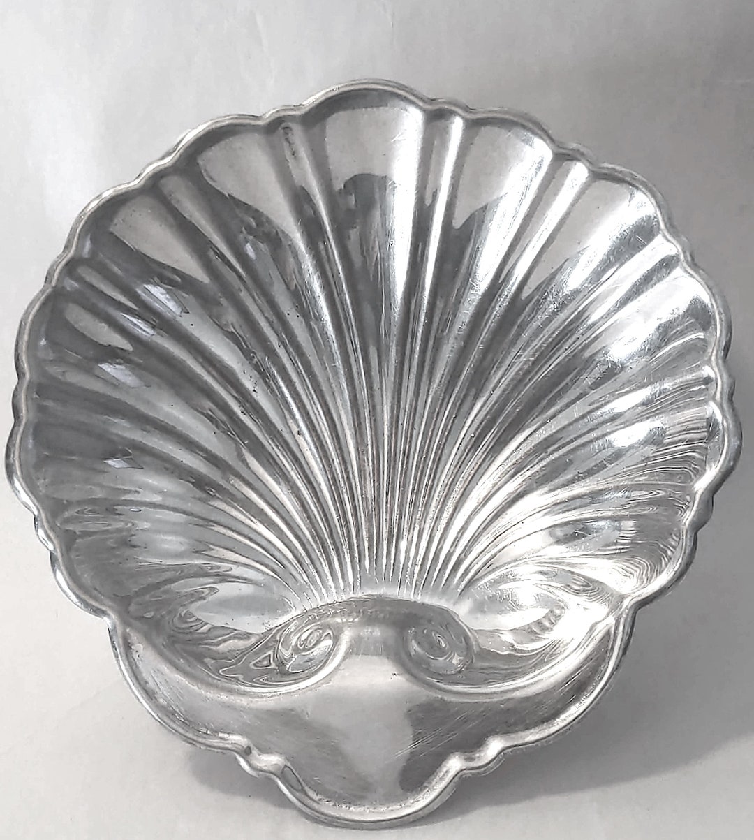 Vintage Silver-tone Scallop Shell Dish 1950s Large Shell-shaped Trinket ...