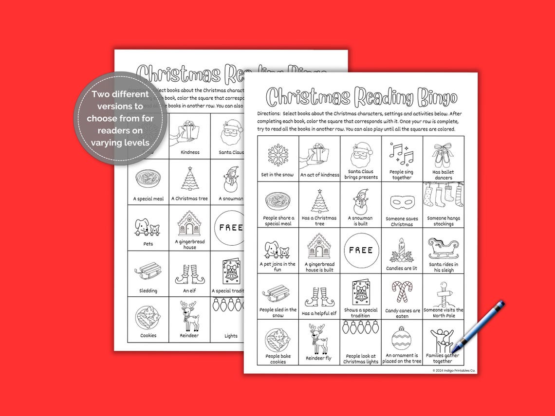 Children's Christmas Reading Bingo, Reading Log, Holiday Activity, Book ...
