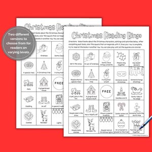 Children's Christmas Reading Bingo, Reading Log, Holiday Activity, Book ...