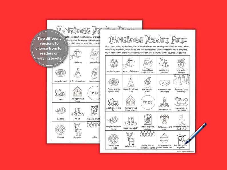 Children's Christmas Reading Bingo, Reading Log, Holiday Activity, Book ...