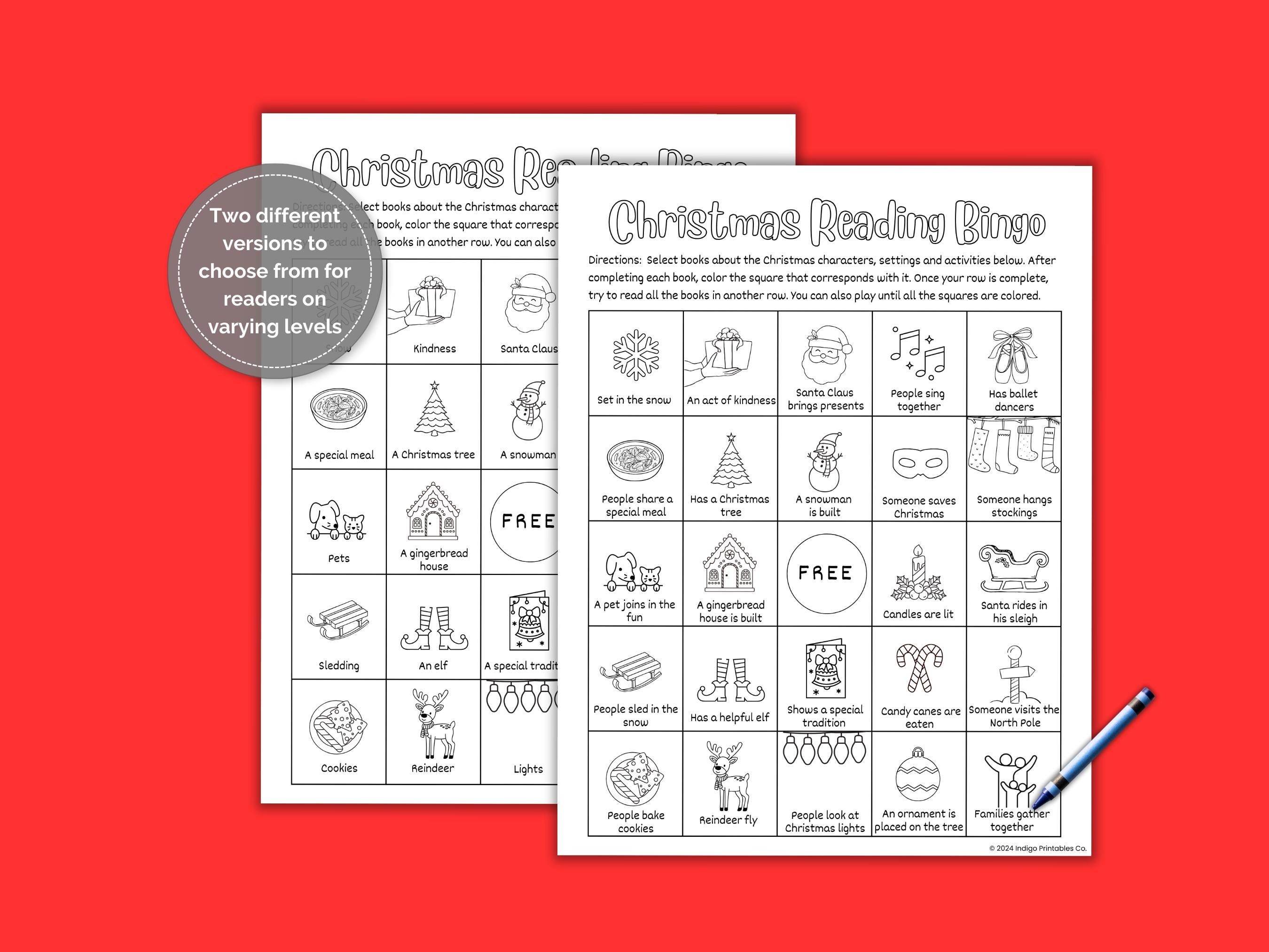 Children's Christmas Reading Bingo, Reading Log, Holiday Activity, Book ...